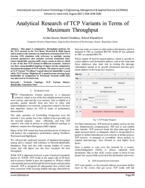Analytical Research Of Tcp Variants In Terms Of Maximum Throughput Pdf