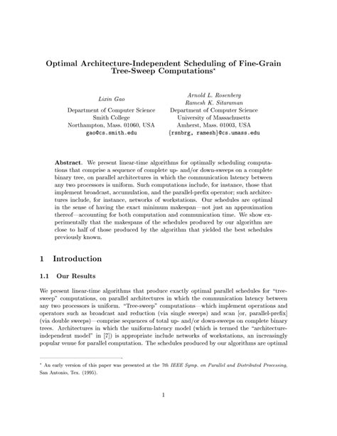 Pdf Optimal Architecture Independent Scheduling Of Fine Grain Tree