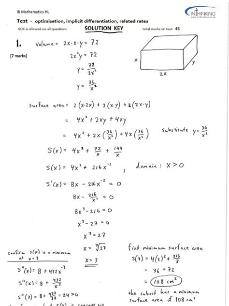 Topic 5 Optimisation Implicit Differentiation Related Rates 6qs Answers Pdf
