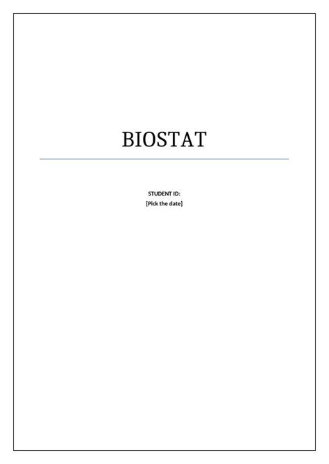 Biostatistics Assignment Solutions And Explanations