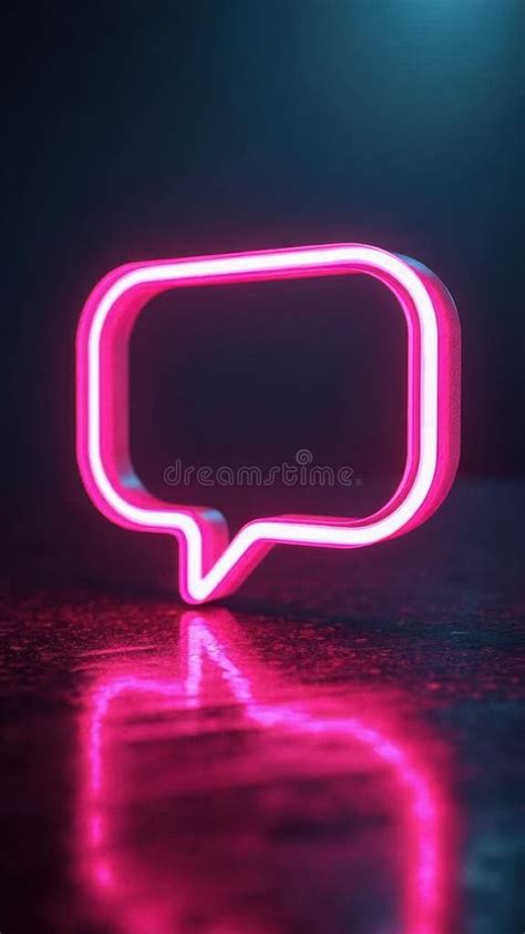 A Neon Lit 3d Message Bubble Icon With A Slight Transparency Glowing Against A Dark Interface