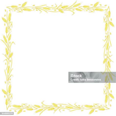 황금 밀 또는 호밀 귀로 만든 사각형 프레임 벡터 가을 테두리 흰색 배경에 고립 된 낙서 평면 스타일로 그려진 배경 손 가을에 대한 스톡 벡터 아트 및 기타 이미지 Istock