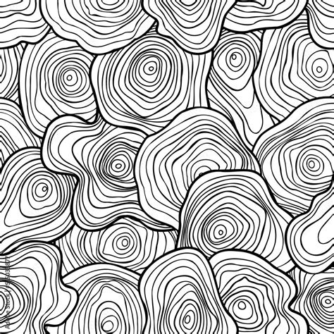 Abstract Tree Trunk Concentric Wavy Rings Seamless Pattern Wood Cuts And Cross Sections Hand