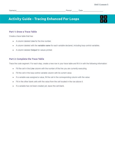 Tracing Enhanced For Loops Pdf