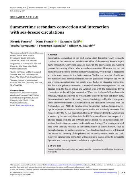Pdf Summertime Secondary Convection And Interaction With Sea‐breeze