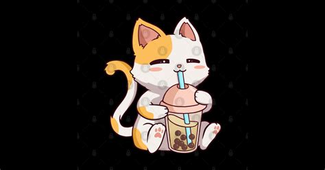 Boba Tea Bubble Cat Kawaii Neko Anime Cute Cat Boba Cat Boba Sticker Teepublic
