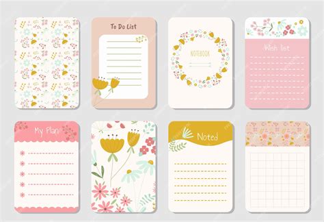 Collection Of Cute Note Paper Premium Vector