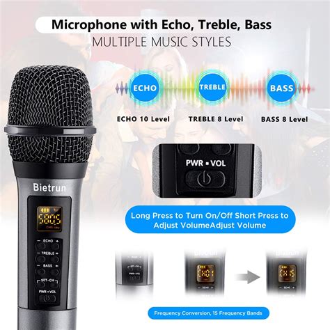 Bietrun Uhf Wireless Microphone Wireless Microphone Dual Microphone