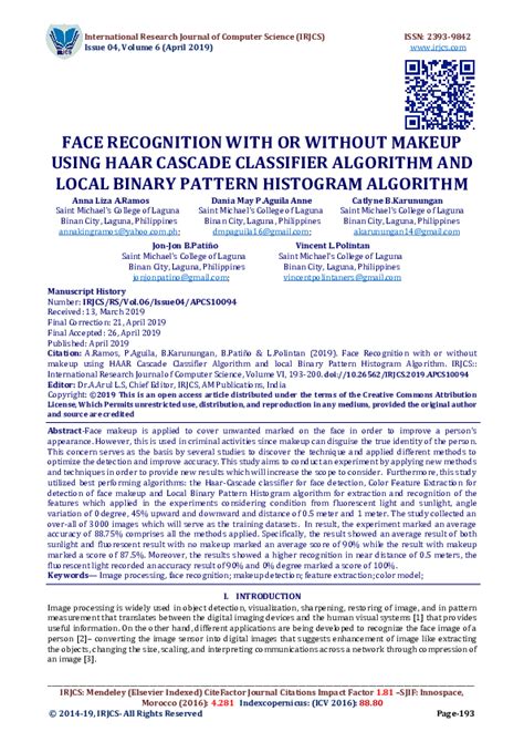 Pdf Face Recognition With Or Without Makeup Using Haar Cascade