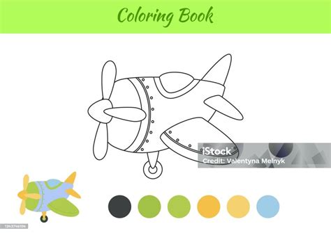 어린이를위한 색칠 공부 비행기 유치원 년 어린이와 유아를위한 교육 활동 페이지 인쇄 가능한 워크시트입니다 만화 다채로운 벡터 일러스트레이션 0명에 대한 스톡 벡터 아트 및