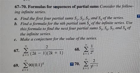 Solved T 6770 Formulas For Sequences Of Partial Sums Chegg Com