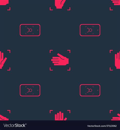 Set Mobile And Face Recognition And Palm Print Vector Image