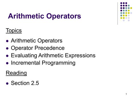 Arithmetic Operators