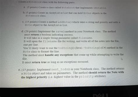 solved create a class called note which has two private