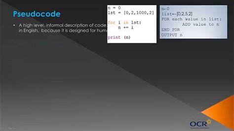Ocr Gcse Computing Algorithms Topic 19 Old Course Youtube