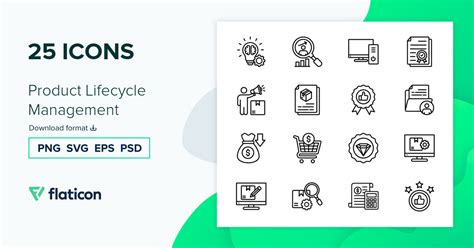 Product Lifecycle Management Icon Pack Black Outline 25 SVG Icons