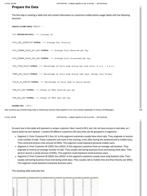 sap hana pal k means algorithm or how to do cust sap community 1 pdf cluster analysis