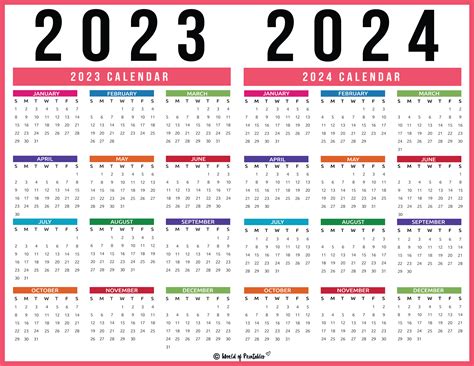 Free Printable Two Year Calendar Templates For 2023 And 53 Off