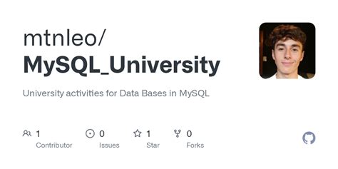 Github Mtnleomysqluniversity University Activities For Data Bases