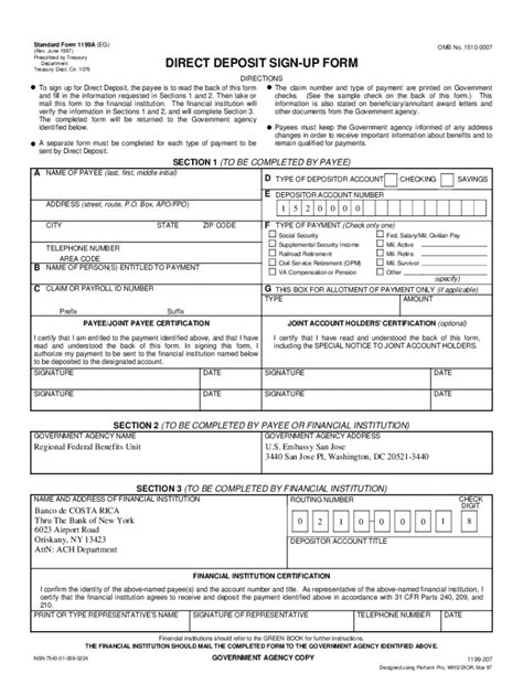Fillable Online 15 Standard Form 1199a Sample Fax Email Print Pdffiller
