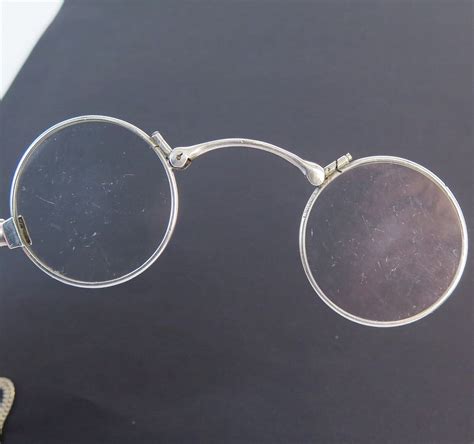 Antique Sterling Silver Lorgnette Eye Glasses With Handle With Chain