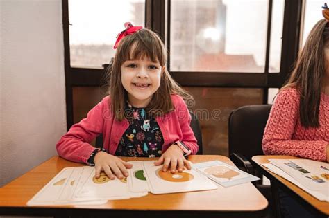 Female Elementary Students Together At Language School Stock Image