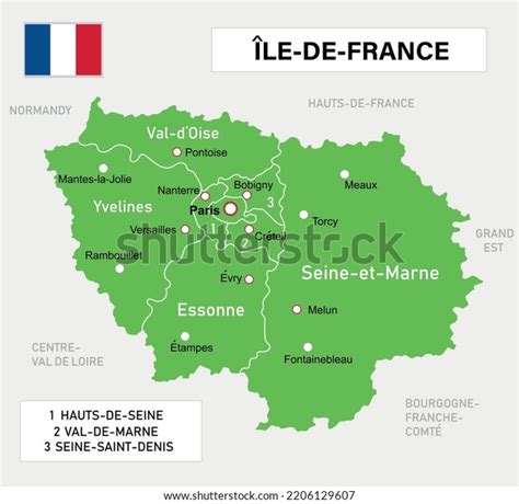Map Ile De France Region Vector Stock Vector Royalty Free 2206129607