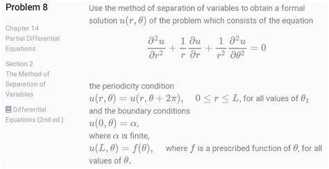 Solved Problem 8 Use The Method Of Separation Of Variables Chegg Com