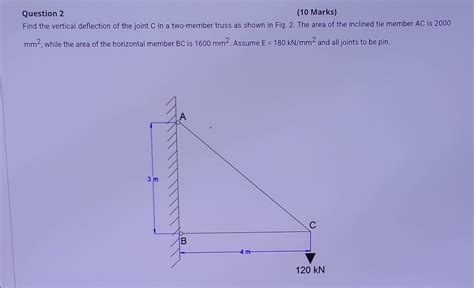 Solved Question 2 10 Marks Find The Vertical Deflection Of