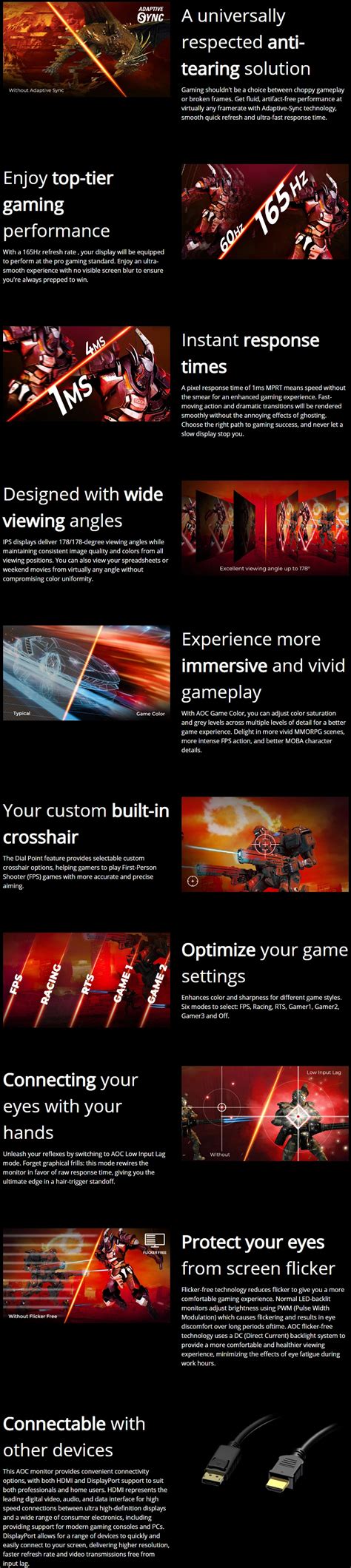 AOC G SP Hz FHD Ms Adaptive Sync IPS Gaming Monitor CA