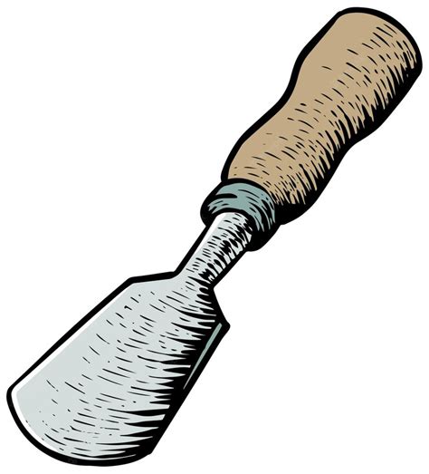 Premium Vector Half Round Chisel In Woodcut Drawing Style Color