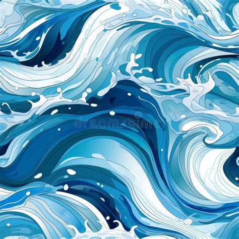 Abstract Waves Seamless Pattern With Flowing Curves And Vibrant Colors On White Background Stock