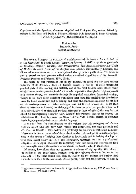 Pdf Cognition And The Symbolic Processes