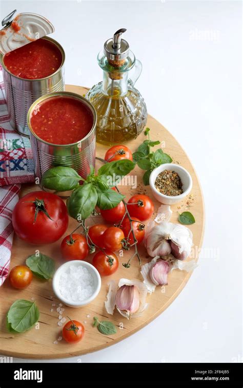 Italian Tomato Sauce Ingredients For Cooking Tomato Sauce On White