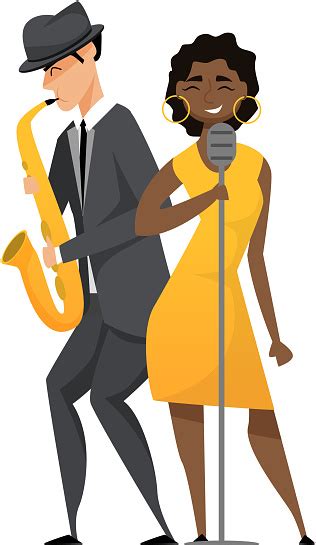 아름다운 여성 가수와 다양한 재즈 듀엣이 노래를 부릅니다 색소폰으로 연주하는 음악가 그룹 음악에 대한 스톡 벡터 아트 및 기타 이미지 음악 2명 Classical