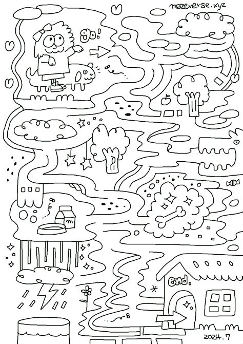 초등학생 활동지 미로찾기 인쇄 가능한 이미지