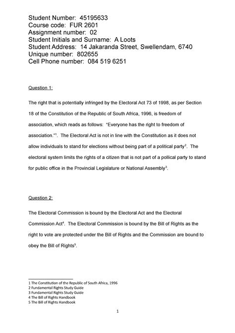 Fur2601 Assignment 2 Semester 2 Student Number 45195633 Course Code