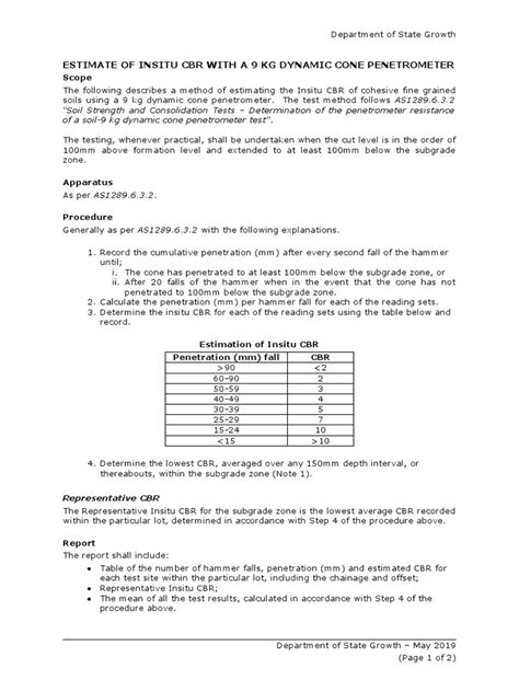 Dynamic Cone Penetrometer Procedure Pdf Earth Sciences