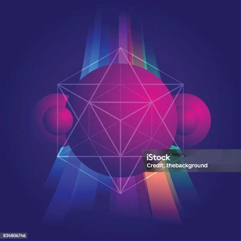 벡터 1980 년대 포스터 스타일에서 복고풍 미래 그림입니다 레트로 공상 과학 배경 행성와 추상적인 기하학적 요소 0명에 대한 스톡 벡터 아트 및 기타 이미지 Istock