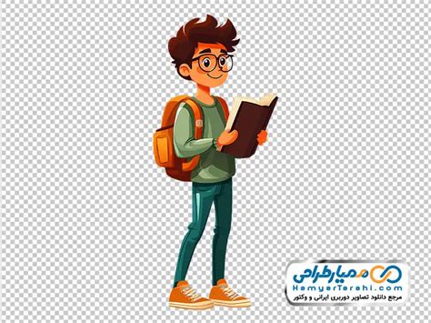 عکس کارتونی پسر بچه با کتاب 02085789