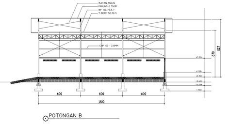 Cross Section B Of The Factory Design In Autocad 2d Drawing Cad File Dwg File