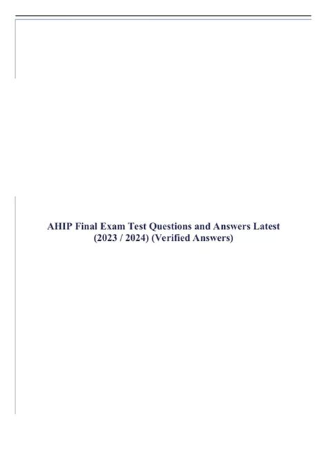 Ahip Final Exam Test Questions And Answers Latest 2023 2024