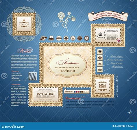 Vector Calligraphic Vintage Frames Elements Stock Vector Illustration