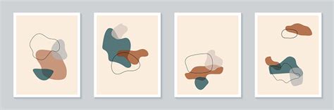 추상적인 크리에이티브 미니멀한 미니멀한 아트 핸드 드로잉 포스터 컬렉션 벽 장식을위한 트렌디 한 구성 엽서 또는 브로셔 디자인