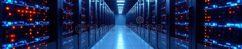 Rows Of Sleek Server Racks In A Modern Data Center Modern Cloud Computing Clean Stock