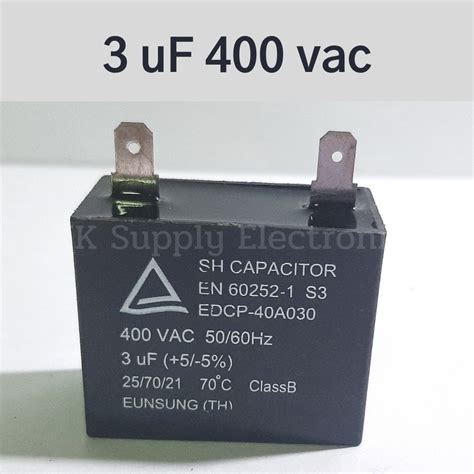 Capacitor 3 Uf 400 Vac 50 60 Hz Socket Plug Genuine Parts Aircond And General Capacitor
