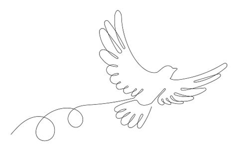 하나의 연속적인 비둘기 새 라인 아트 편집 가능한 낙서 스케치 획 평화 프레돈 기호 실루엣 날개에 비행 자연스러운 거룩한 마스코트 상징 그려진 곡선에 대한 스톡 벡터 아트