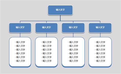 蓝色简洁组织框架图excel模板 我拉网