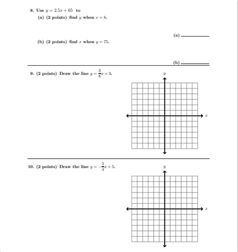 solved 8 use y 2 5x 65 to a 2 points find y when x 8