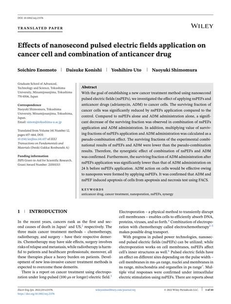 Effects Of Nanosecond Pulsed Electric Fields Application On Cancer Cell